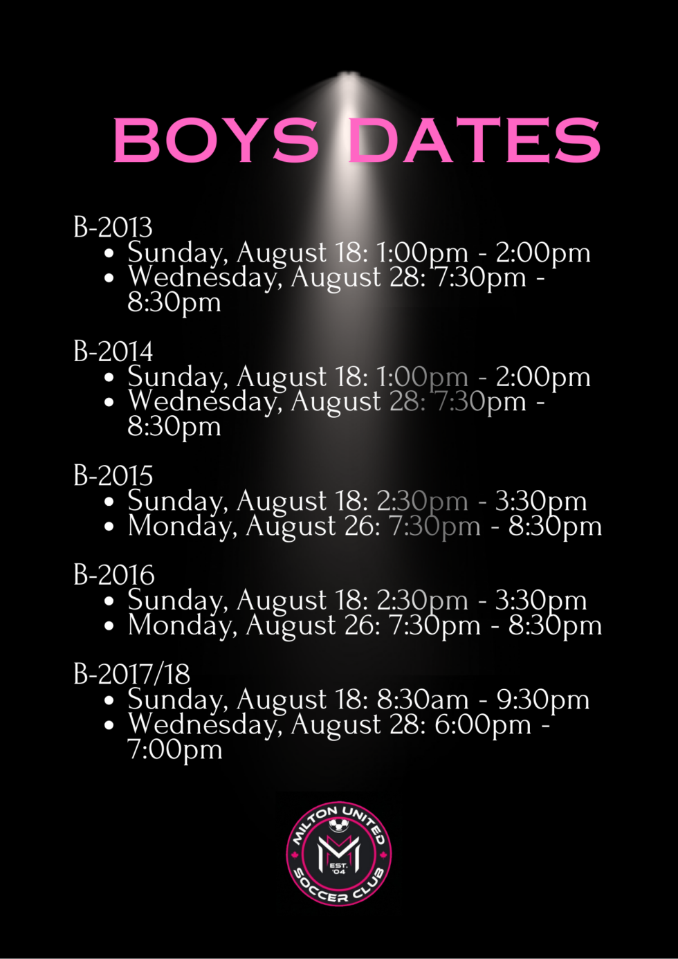 Milton Soccer Academy has adopted Milton United Soccer Club!